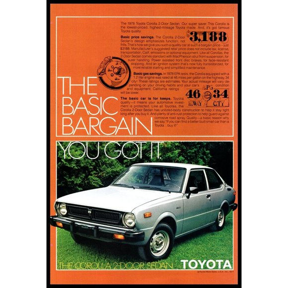 Toyota | Art | 978 Toyota The Basic Bargain You Got It Vintage Print Ad ...
